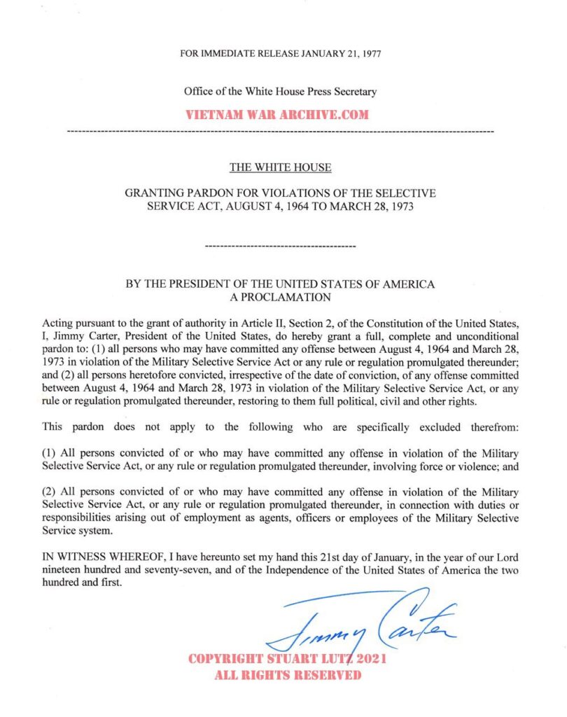 President Carter Signs His Controversial 1977 Presidential Pardon Of ...